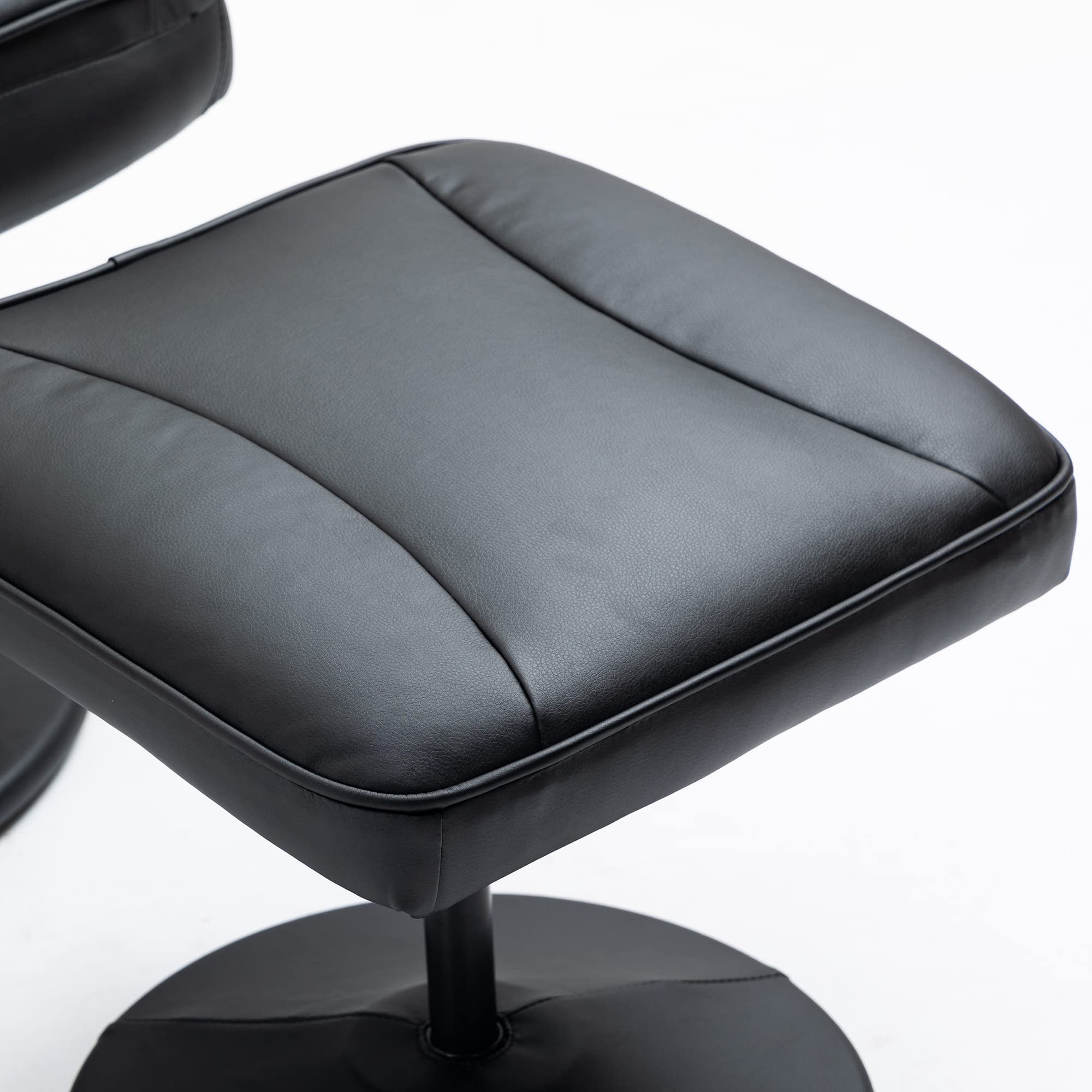 HOMCOM Swivel Recliner, Manual PU Leather Armchair with Ottoman Footrest for Living Room, Office, Bedroom, Black