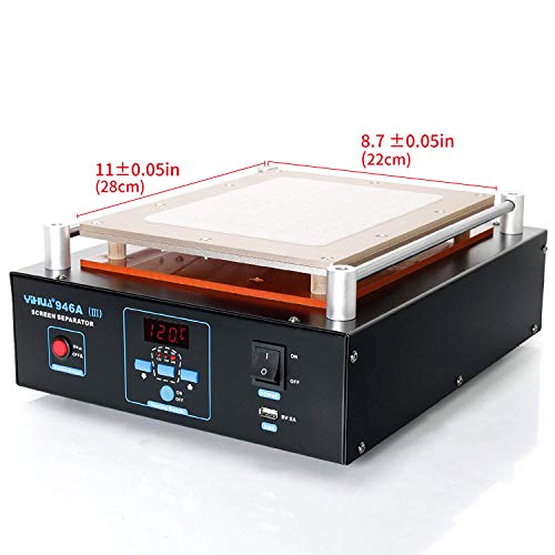 YIHUA 946A-III Digital LCD Screen Separator 5V 2A USB Power Supply with Built-in Long-Lasting Vacuum Pump for Mobile Ipad °F /°C (Aluminum Panel Size: 28cm x 22cm /11" x 8.7" ±0.05)
