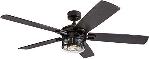 Honeywell Ceiling Fans Bonterra, 52 Inch Contemporary Indoor LED Ceiling Fan with Light and Remote Control, Dual Finish Blades, Reversible Motor - Model 50690-01 (Matte Black)
