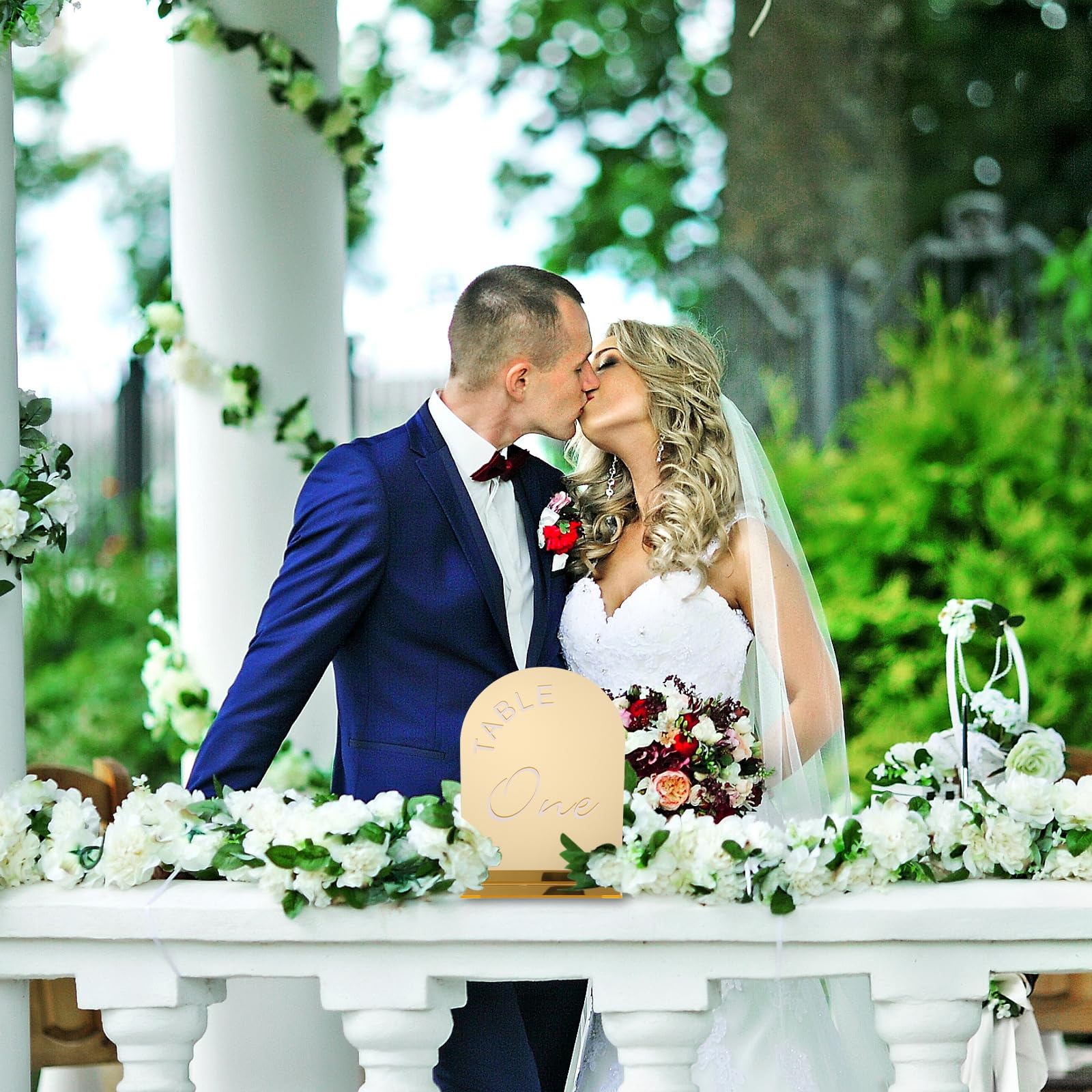 uxcell 10pcs Gold Mirrored Arch Acrylic Sign with Stand, 5 x 7 Inch Acrylic Arch Table Number Holders for Wedding Table Centerpiece Decoration (Number 1-10)
