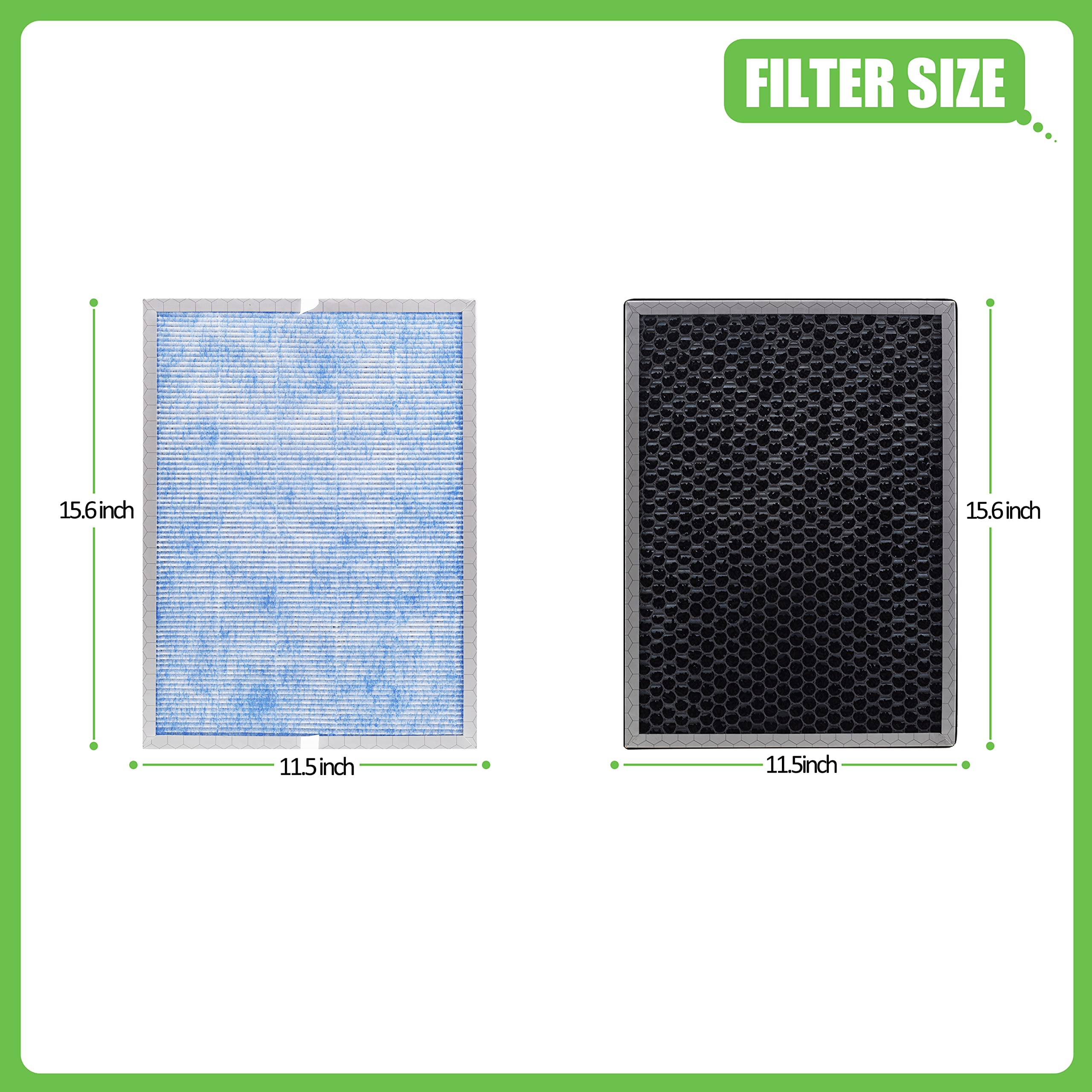 Hichoryer【Upgraded】MSA3 Air Purifier Replacement Filter,Compatible with Membrane Solutions Air Purifier MSA3 & MSA3S, 3-in-1 H13 True HEPA Filter with Odaller Pure Technology, 2 Pack