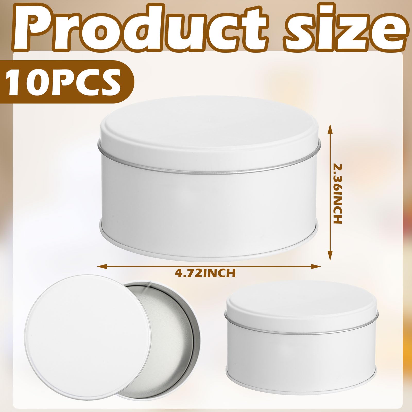 Hicarer 10 Pack Pure White Cookie Tins with Lids Round Mini Cake Christmas Gift Tin Metal Empty Tin Cookies Container Tin Cans with Lids for Cakes Tinplate Box for Storing Snack Chocolate Baking