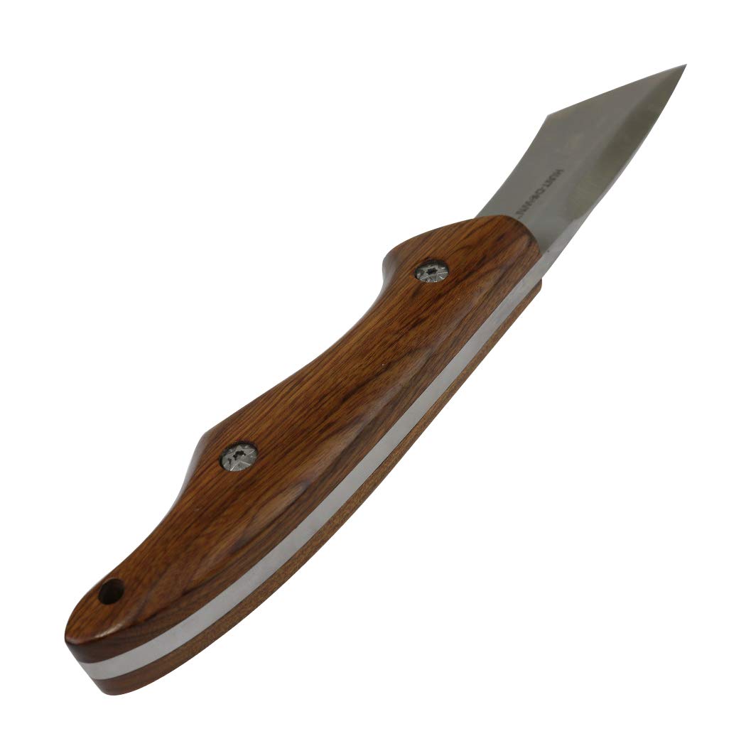 HUNT-DOWN 9.5" Full Tang Hunting Knife Fixed Blade Wood Handle Stainless Steel