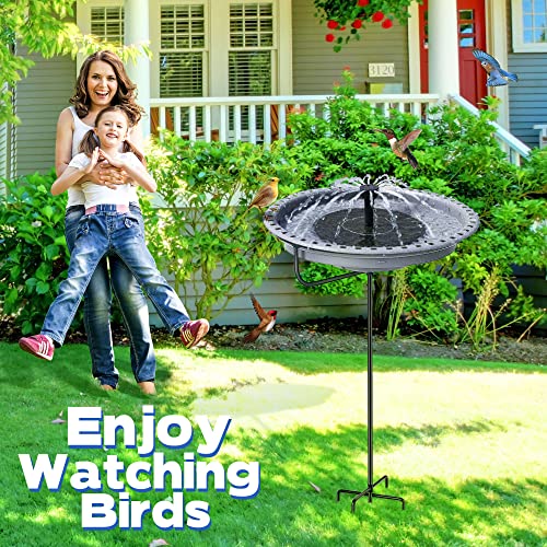 Solar Bird Bath Fountains, Bowl with Fountain Pump, Powered Water Combo Set 4 Spray Types for Outdoor Garden Yard Patio Lawn (Freestanding Style)
