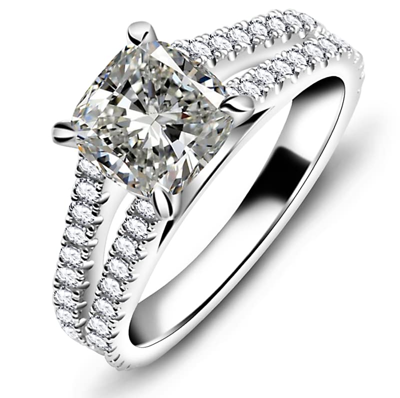 Jolics Cushion Cut 7 * 7mm 2ct Simulated Diamond Women's Wedding Ring 925 Sterling Silver Engagement Ring Promise Ring Sizes 5-10 (5)