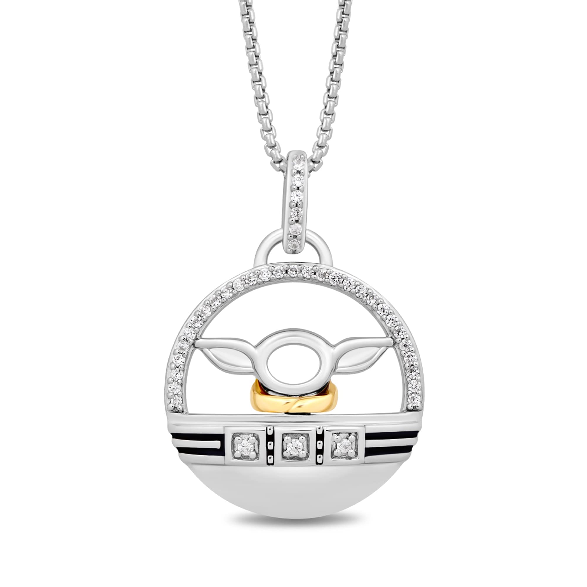 Jewelili Star Wars⢠Fine Jewelry Grogu⢠Women's Pendant 1/10 Ct.Tw. Diamonds, Sterling Silver and 10K Yellow Gold