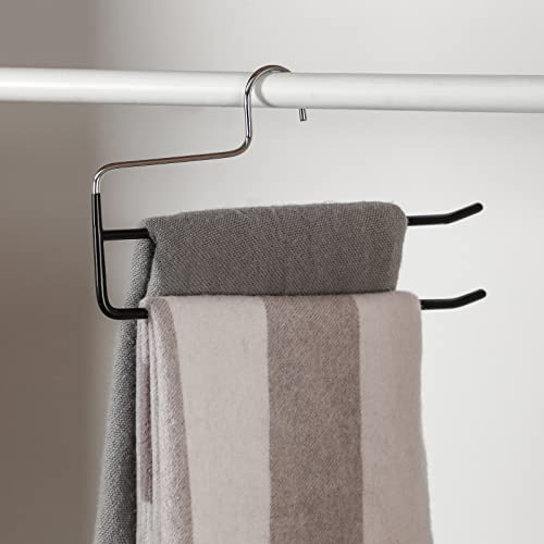 SHIMOYAMA Open-Ended Pants Hangers, 10 Pack, Space-Saving Double Rods Pant Hanger for Jeans, Trouses, Scarf