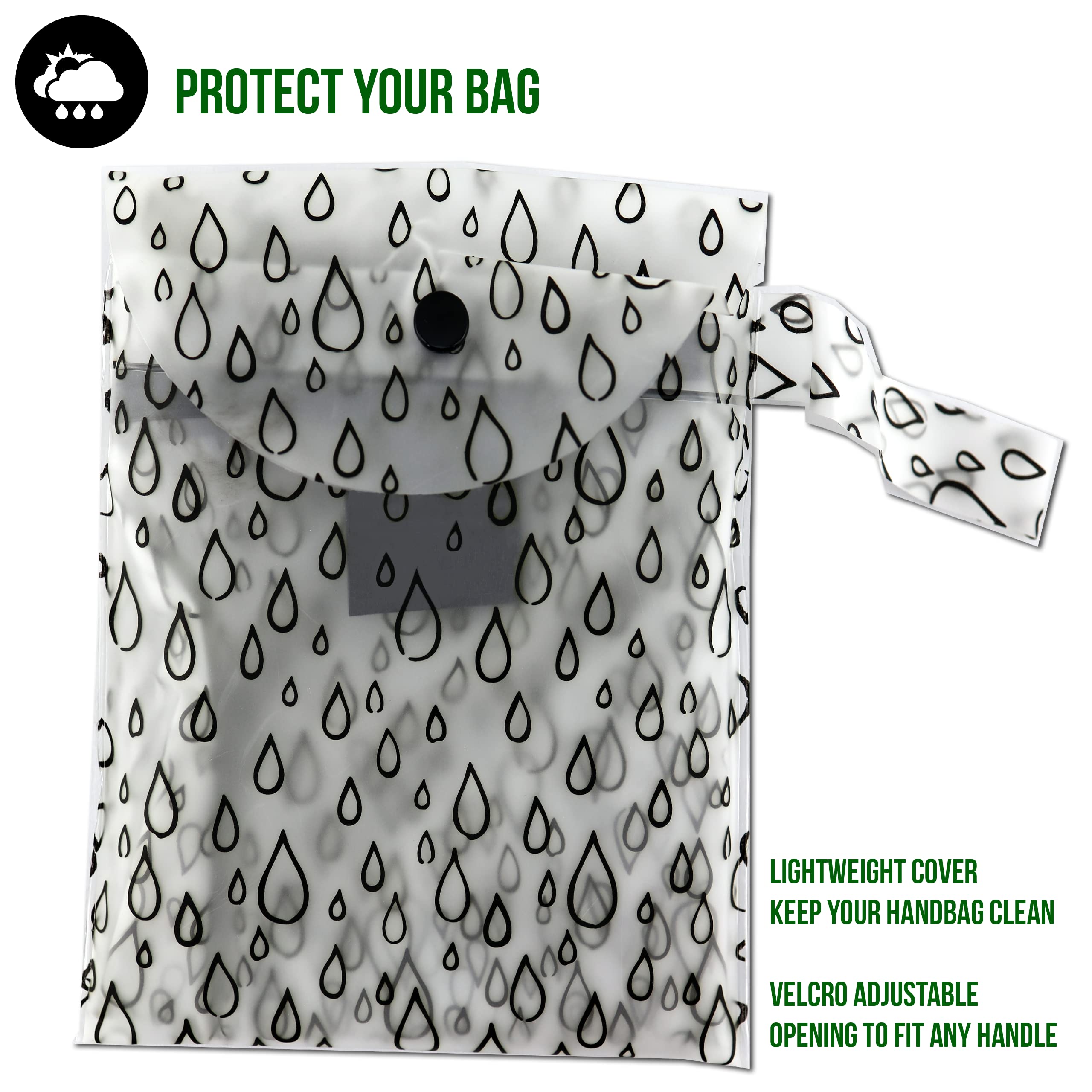 Iconikal Handbag Purse Rain Cover Protector, Raindrops