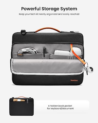 tomtoc 360 Protective Laptop Shoulder Bag for 16-inch MacBook Pro M2/M1 Pro/Max A2780 A2485 A2141 2023-2019, 15-inch MacBook Air M2/A2941 2023 with a Hard Cover, Water-Resistant Laptop Accessory Case