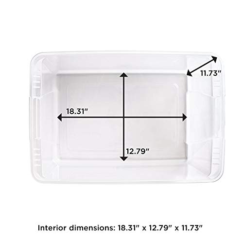 HOMZ 56 Quart Snaplock Clear Plastic Storage Tote Container Bin with Secure Lid and Handles for Home and Office Organization, 2 Pack