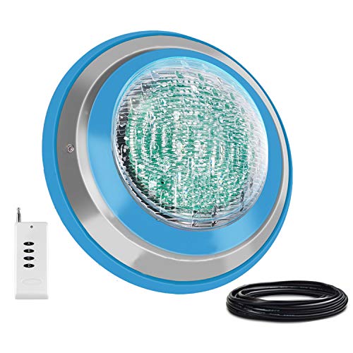 Roleadro Led Underwater Pool Lights, Waterproof IP68 47W RGB Swimming Pool Light Multi Color, 12V AC/DC Led Inground Pool Light Control with Remote Controller (Not Include Transformer- 16ft Cord