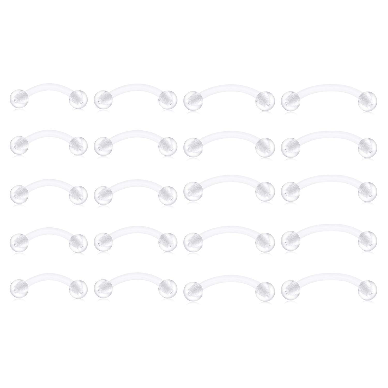 Incaton 14G Clear Curved Barbell Eyebrow Rings Retainer Belly Navel Piercing Retainer Daith Rook Earrings Piercing Retainer 12-18mm