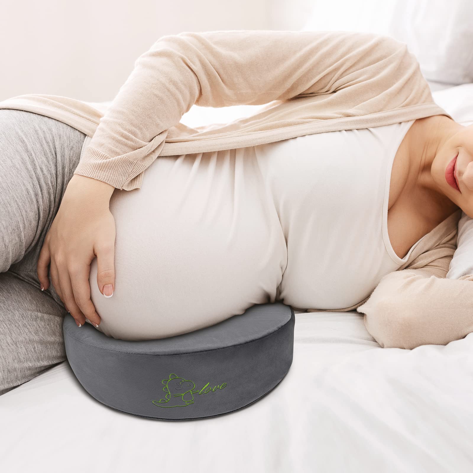HUWLUIWA Pregnancy Wedge Pillow for Sleeping, Maternity Wedge Pillow for Back Support, Memory Foam Wedge Pillow for Side Sleeping & Belly Support Grey
