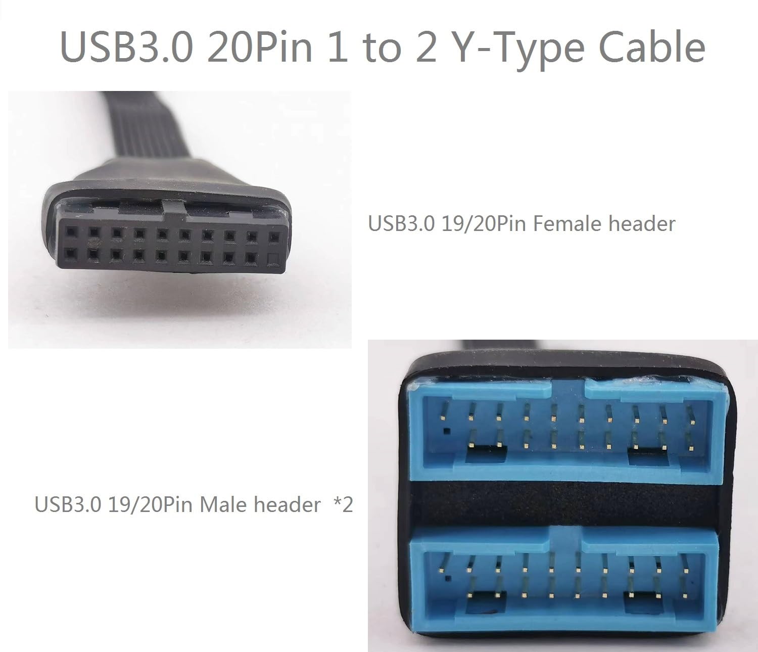 HOXIBSL USB 3.0 Header Splitter Extension Cable,Motherboard USB 3.0 Internal hub Splitter,19/20 Pin 1 to 2 Y Type Cable - DIY Products 5.8 in