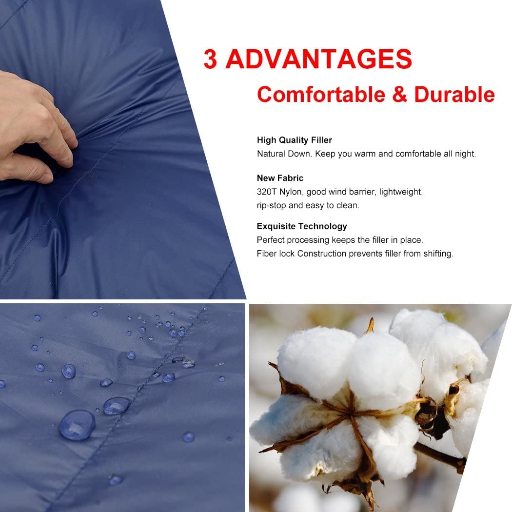 HOUXIAN Sleeping Bag - Camping, Hiking, Backpacking Sleeping Bag - Single Person Compact Lightweight Sleeping Bag for Adults with Compression Sack - Warm and Cold Weather Sleep Bag, blue (10323-HOU)