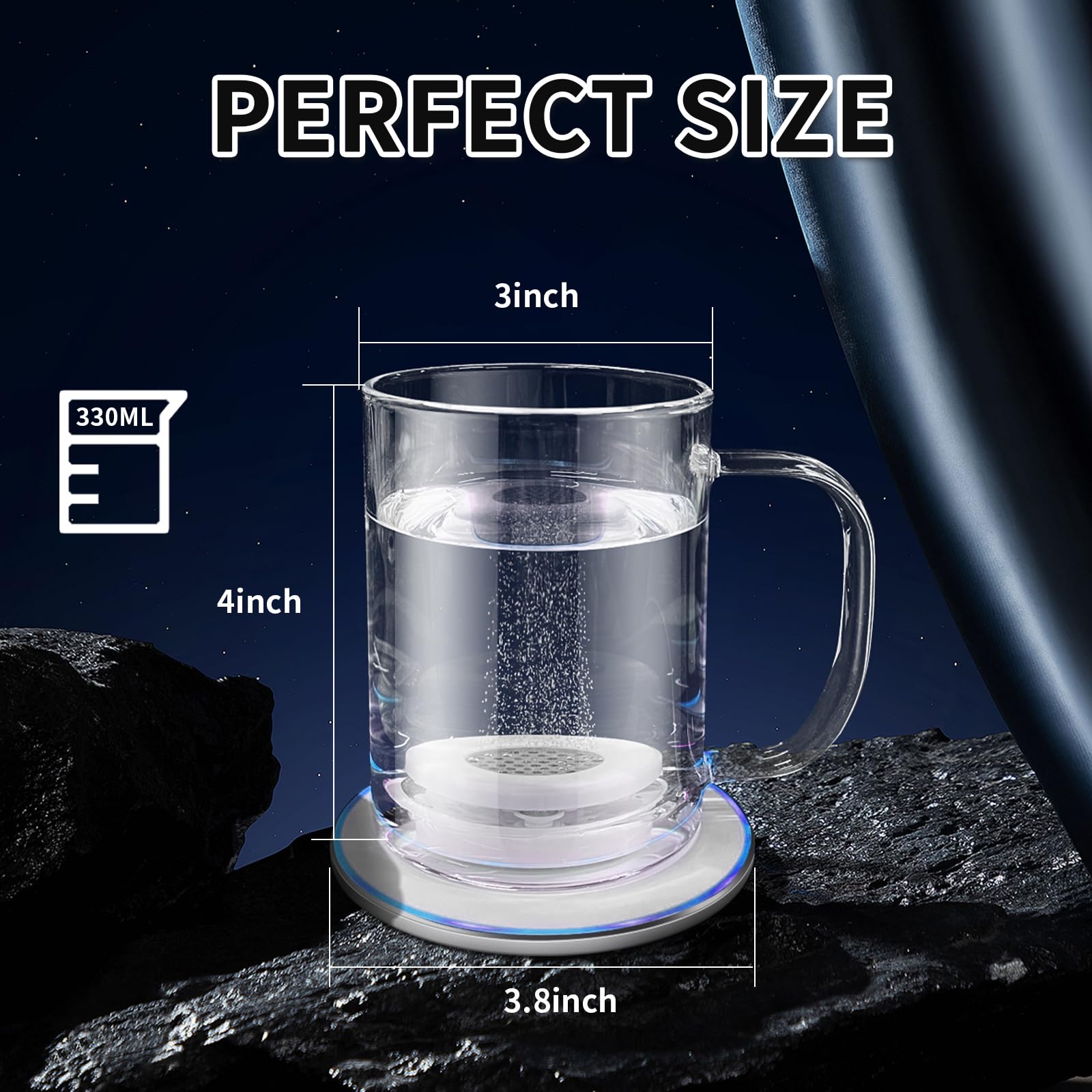 Hydrogen Water Cup,Portable Hydrogen Water Ionizer Machine Hydrogen Water Generator with New PEM and SPE Technology Hydrogen Rich Water Bottle Glass Health Cup Balanced PH Water Ionizer