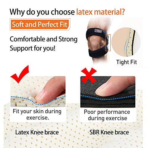 HUEGLO Patella Knee Strap for Knee Pain Relief,Knee Brace Support for Tendonitis,Osgood schlatter,Arthritis, Patellar Tendon Support Strap for Meniscus Tear,Runners,MCL,ACL,12"-18",1 Piece