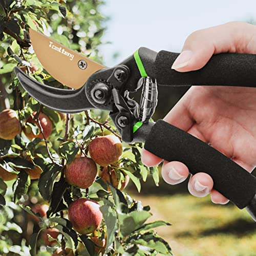 TOOLTENG Premium Bypass Pruning Shears, Heavy Duty Ultra Sharp Hand Pruners, Professional Garden Scissors, Rose Clippers for Plants and Tree Ttrimmers, Multipurpose Garden Shears for Gardening