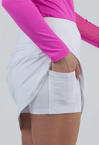 IBKUL Athleisure Wear Sun Protective UPF 50+ Icefil Cooling Tech Faux-Wrap 17 ¼” Skort with Back Pockets 26000 Navy Solid M