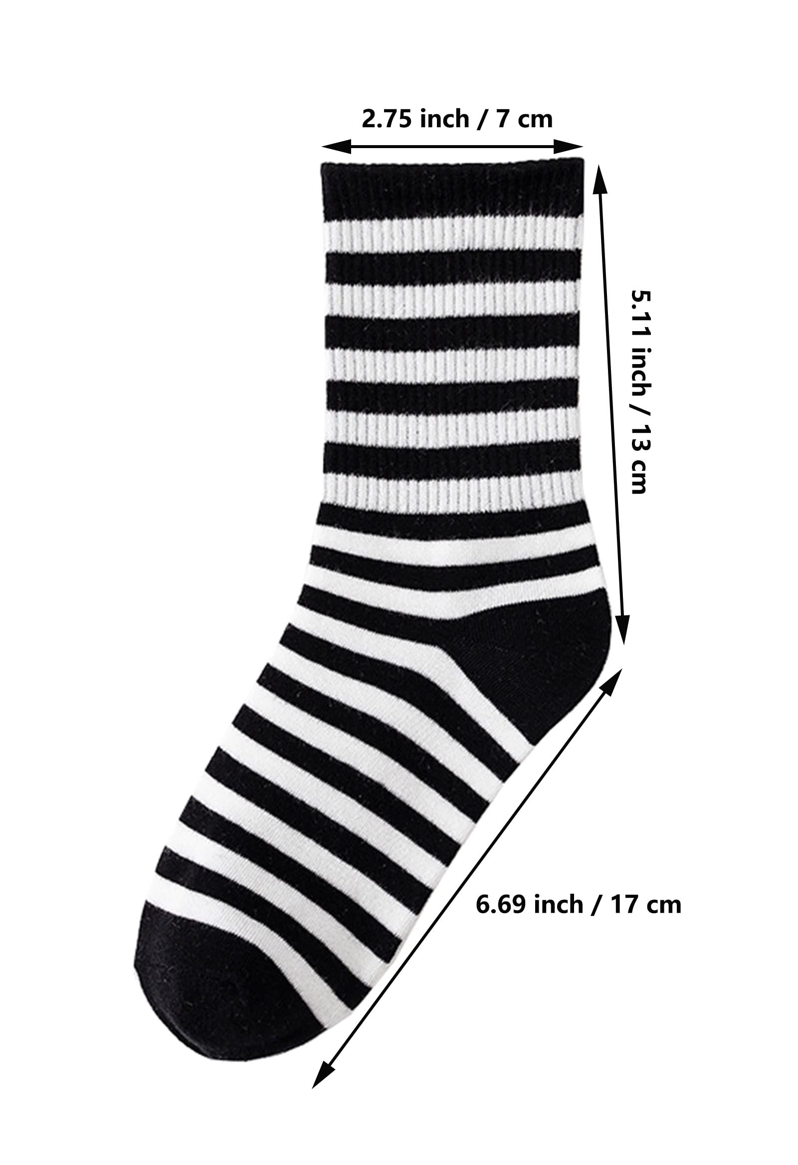 Joylife Cow Pattern Crew Socks Novelty Black White Quartz Socks Striped Checkered Dress Socks for Women, Lady, Girls, 7 Pack