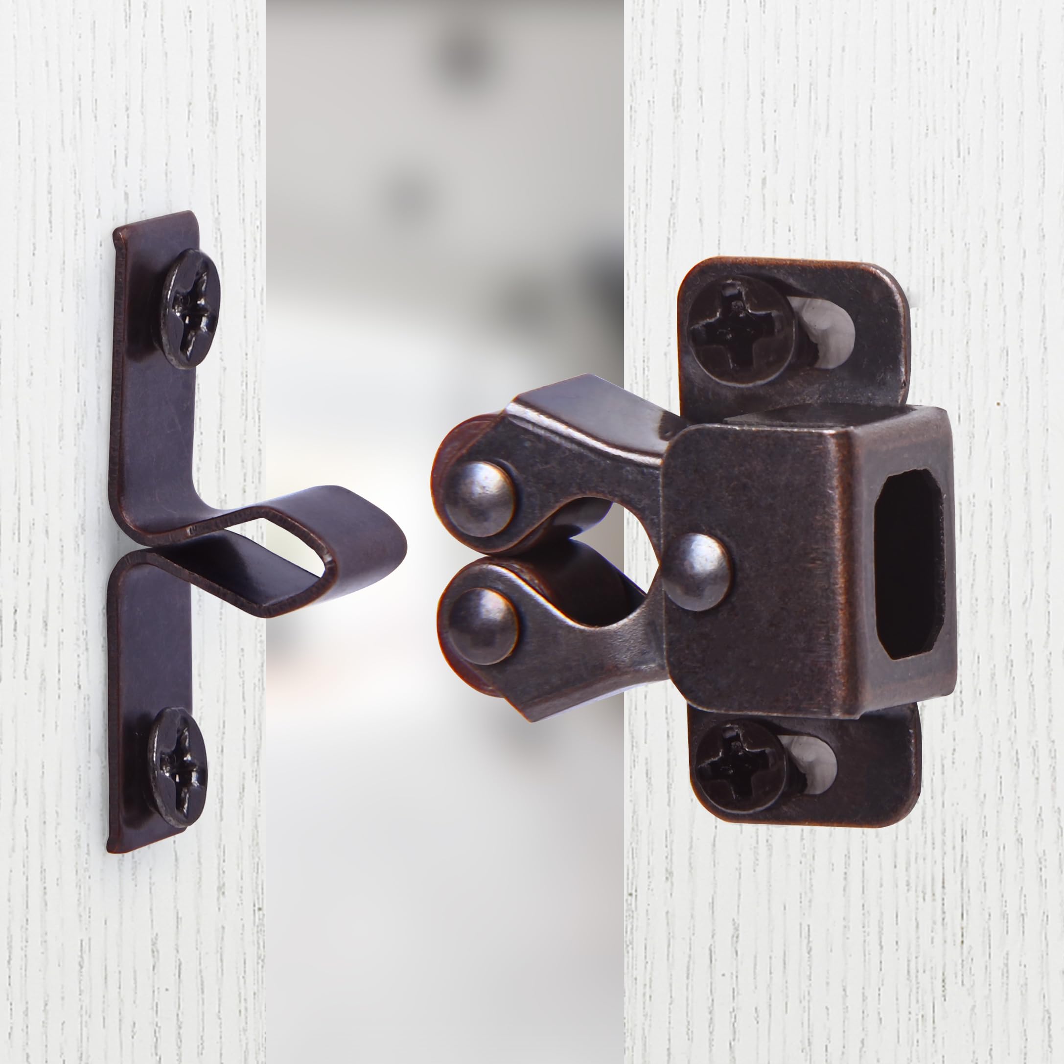 HOMOTEK 12 Pack Double Roller Cabinet Catches for Cupboard Closet,Dual Roller Cabinet Latches, Retro Cabinet Lock Cabinet Fastener, Cabinet Holder,Cabinet Clasp for Kitchen(Antique Copper)