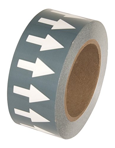 INCOM Manufacturing Directional Pipe Flow Arrow Adhesive Tape, Pipe Identification Marking, Removable backing liner, Gray/White, 2 inch x 108 ft, PMA2511