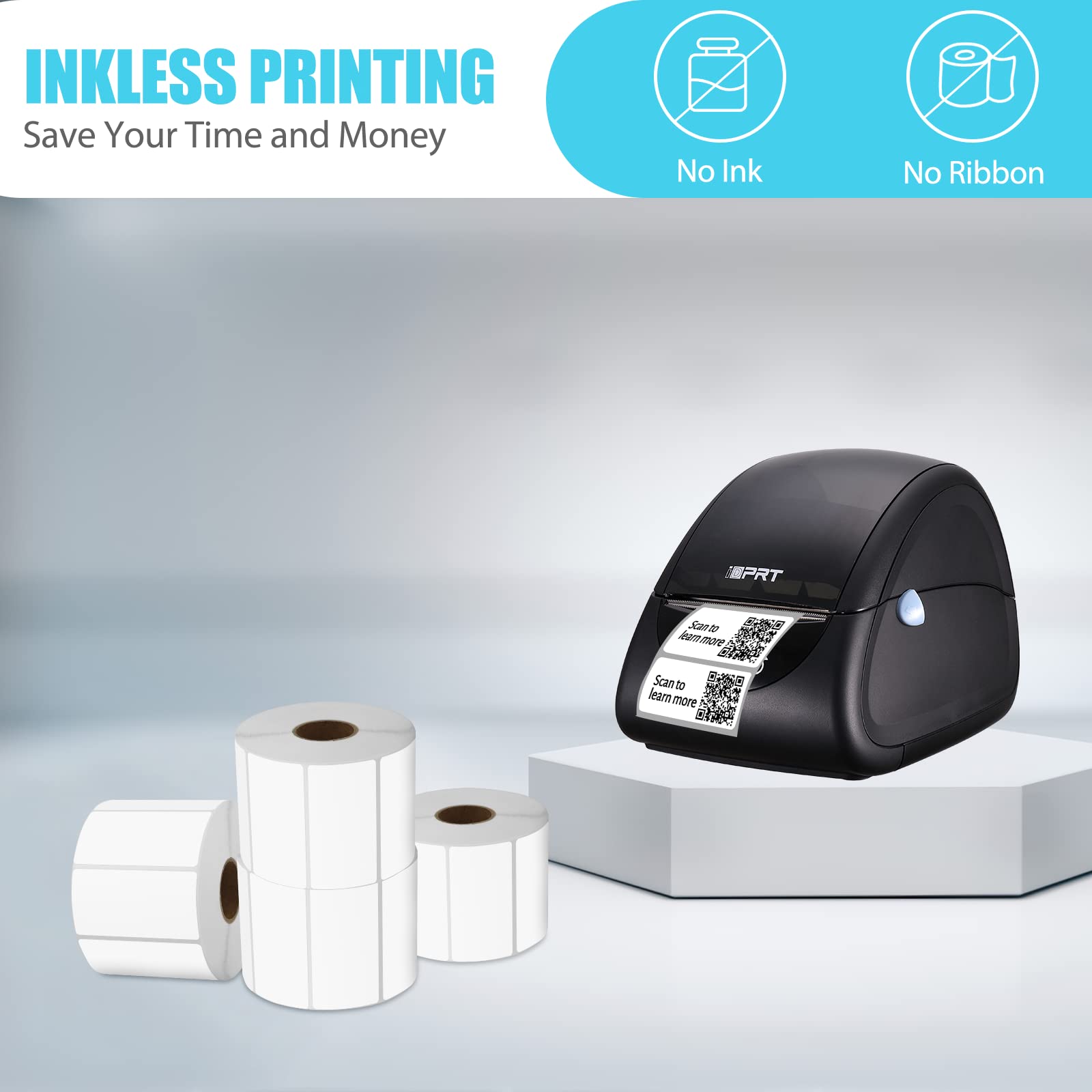 iDPRT 2.28” × 1.18” Thermal Labels (58mm×30mm), Multi-Purpose Direct Thermal Label, Self-Adhesive Thermal Sticker for Address, Barcode, Compatible with iDPRT, Rollo, Zebra,etc, 1 Roll - 1000pcs,White