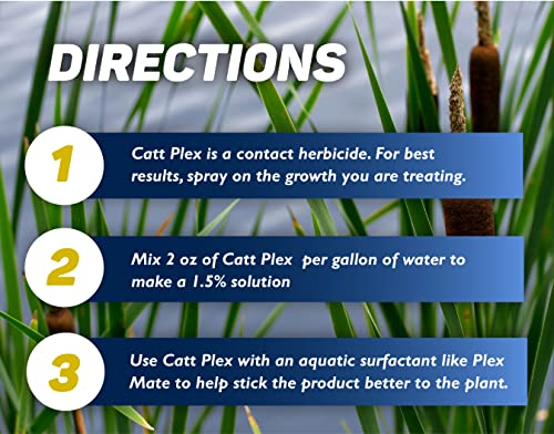 Sanco Industries Catt Plex Herbicide - Aquatic Grade - Works on Cattails, Pond Weeds, Water Lilies, Grass - One Quart 32oz
