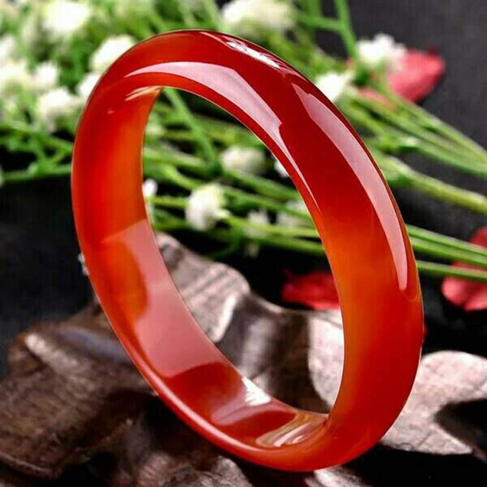 HSUMING Chinese Style Red Agate Jade Bangle Bracelet For Women, Mother's Day Gift,62