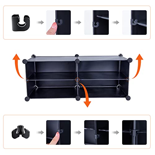 Shoe Rack Organizer, 6 Tier Shoe Storage Cabinet with Doors for Closet, Stackable 24 Pair Plastic Shoe Shelves Organizer,Expandable Free Standing Shoe Rack for Entryway Bedroom Hallway