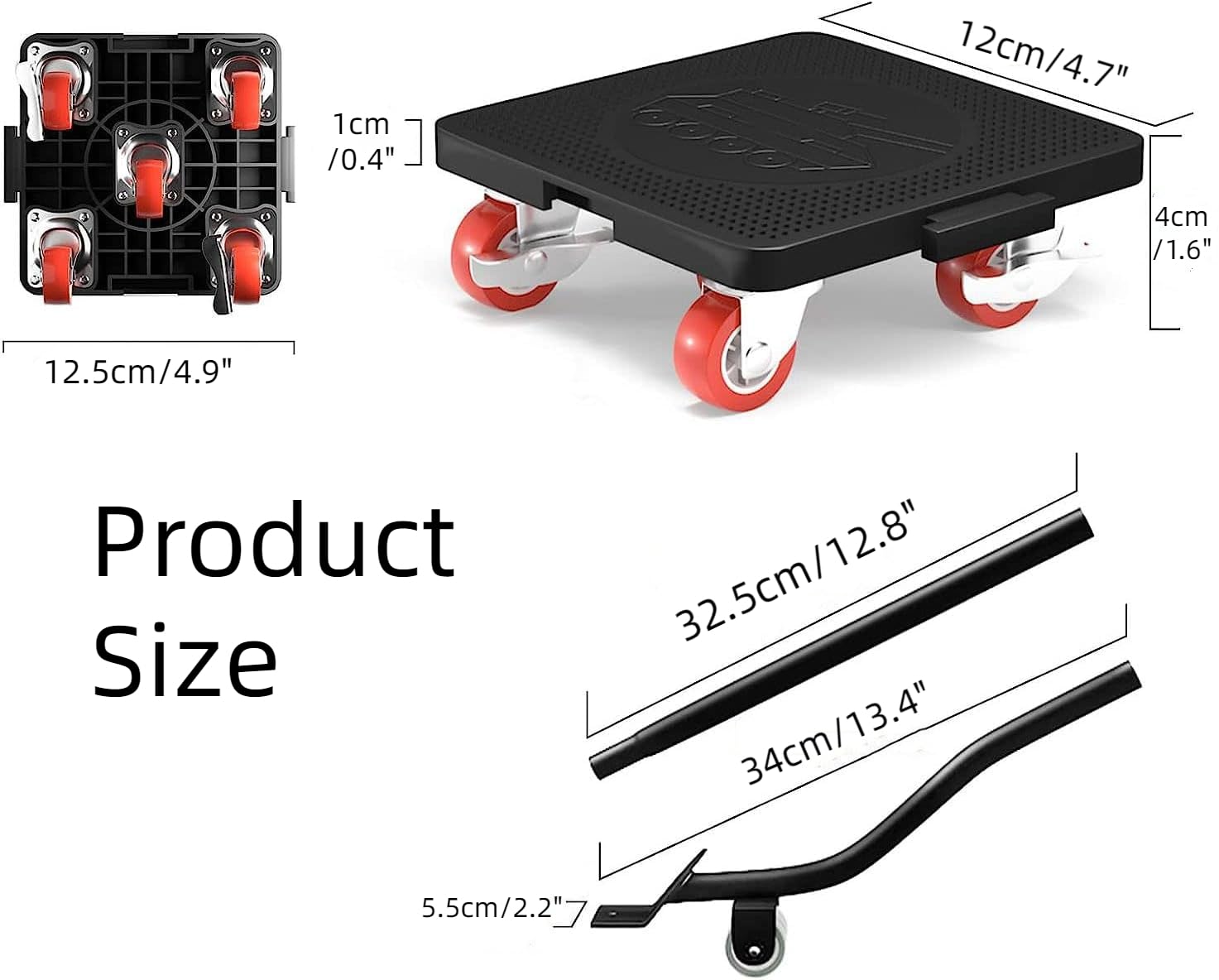 Heavy Duty Furniture Mover Dolly Set with Lifter, 360° Rotation 5-Wheel Furniture Dollies, 400kg/800Lbs Capacity Heavy Stuff Moving Tool Set