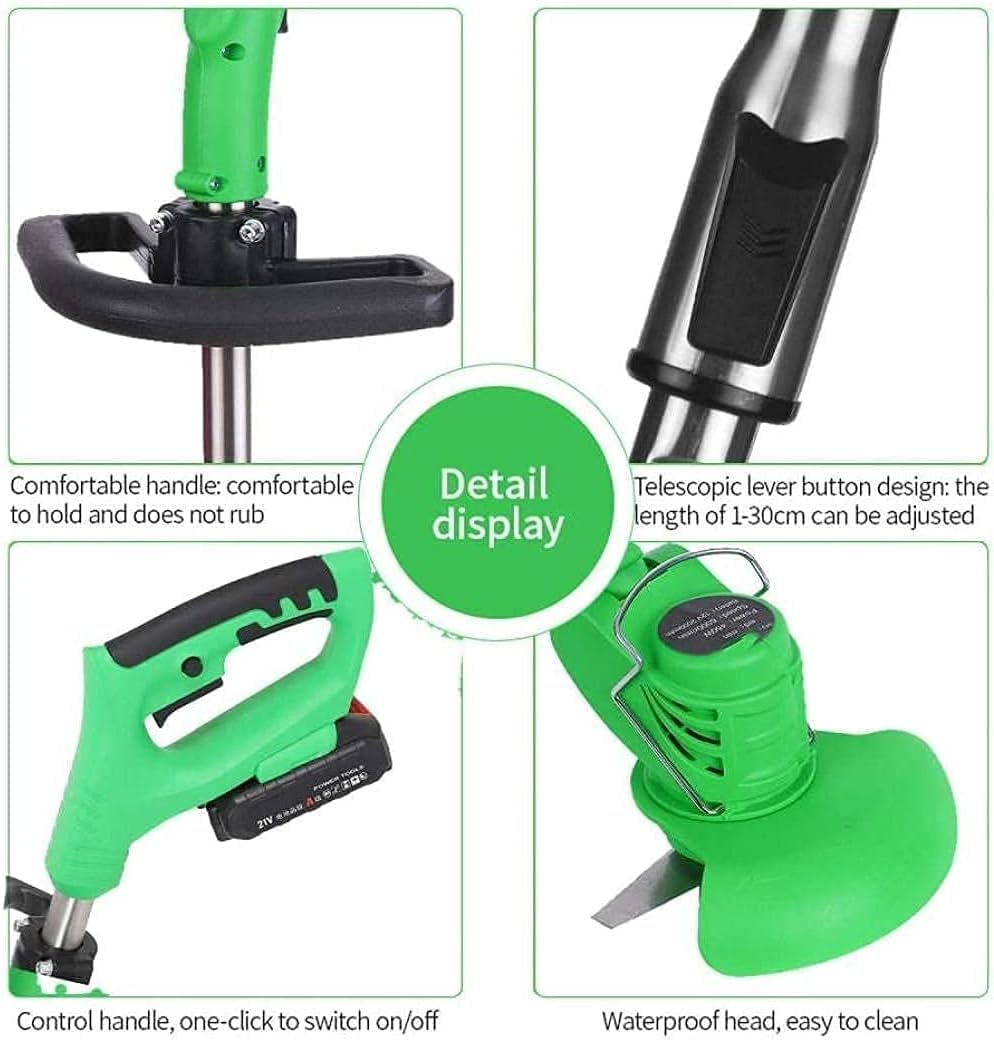 Handheld Cordless Grass Trimmer EPower Garden Tools Adjustable Electric Lawn Mower Pruning Cutter-2 Battery