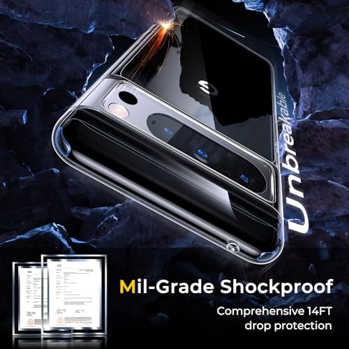 Humixx for Google Pixel 8 Pro Case Clear [Non-Yellowing] [14FT Military Grade Drop Protection] Protective Shockproof Bumper Slim Fit Transparent for Pixel 8 Pro Phone Case 6.7'' - Diamond Clear