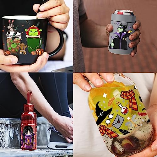 UV DTF Cup Wrap, Transfer Stickers for Glass Cups,UV DTF Cup Wrap Transfer Cup Stickers Decals Waterproof Rub on Transfers for Crafts Vintage(Halloween Series-12Sheets)