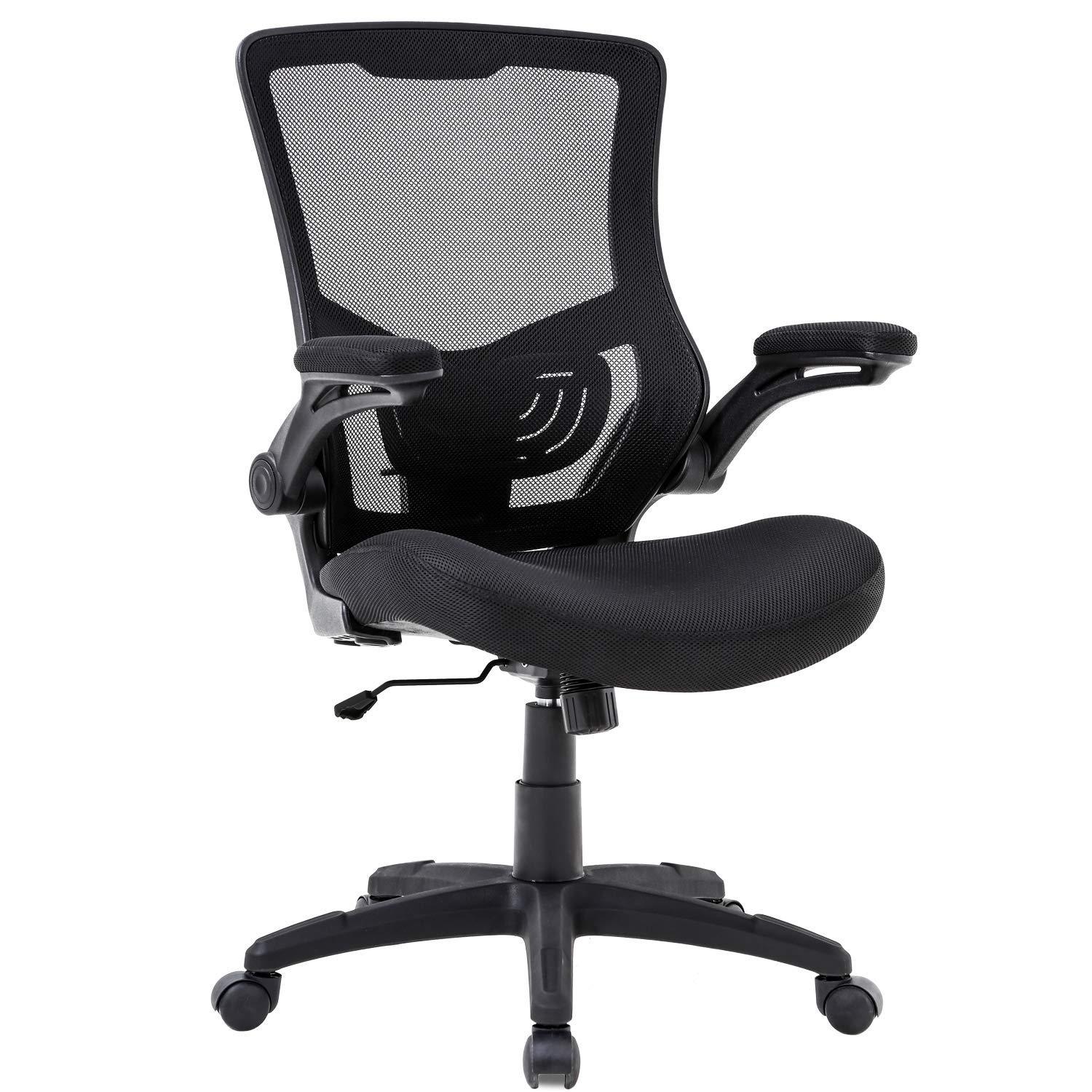 Home Office Chair Desk Chair Mesh Computer Chair with Lumbar Support Flip Up Arms Modern Task Chair Adjustable Swivel Rolling Executive Mid Back Ergonomic Chair for Adults, Black