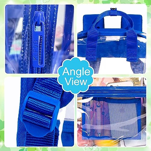 ZLYERT Clear Backpack, Heavy Duty Transparent Bookbag, Large See Through PVC Backpacks for Women and Men - Blue
