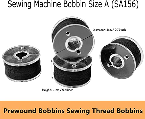 YEQIN 25pcs Black Prewound Bobbin Thread and Bobbin Holder - Size A Class 15 SA156 Compatible with Babylock, Brother, Consew, Juki, Singer Embroidery and Sewing Machine