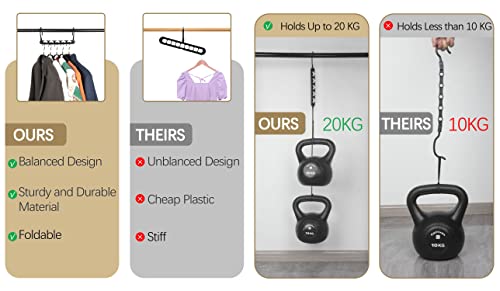 Space Saving Hangers, 8 Pack Black Heavy Duty Plastic Closet Hangers Space Saving, Hanger Organizer for Closet Organizers and Storage, Collapsible Magic Hangers Space Saver (Black)