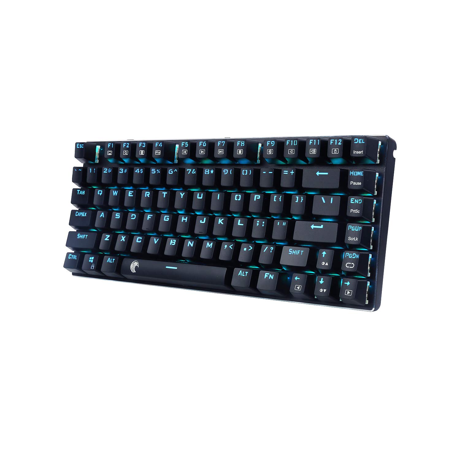 HUO JI 60% Mechanical Gaming Keyboard, E-Yooso Z-88 with Blue Switches, Cyan LED Backlit, Compact 81 Keys for Mac, PC, Black