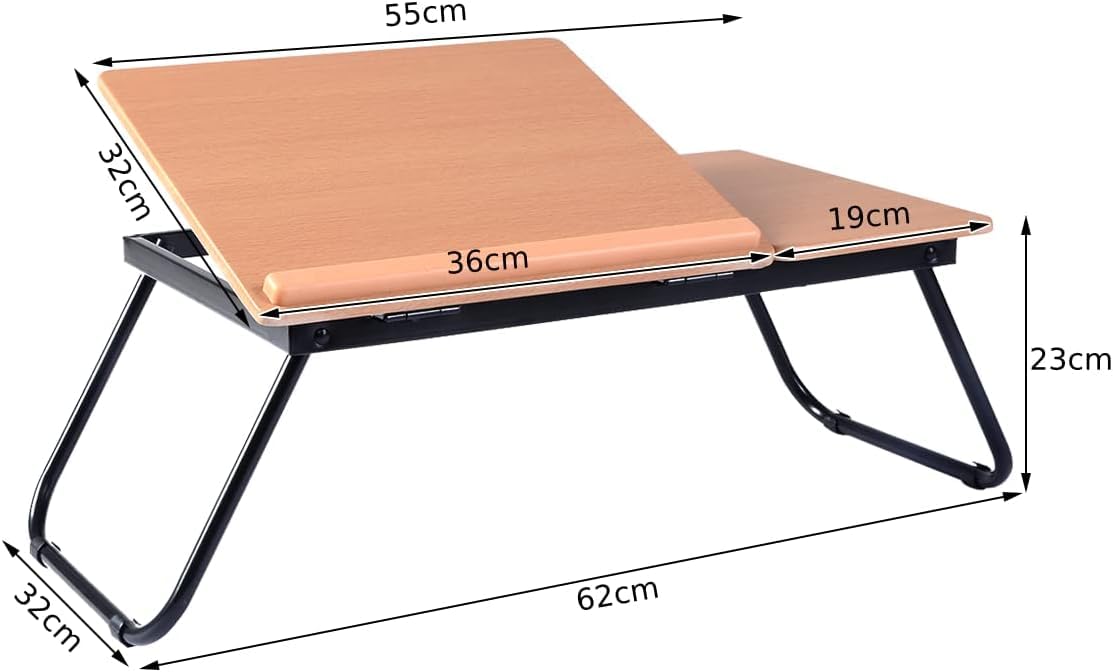 Home Office Desks, Folding Laptop Bed Table, Adjustable Lap Standing Desk Breakfast Bed Tray with 4-Angle Tilting Top, Portable Notebook Stand Reading Holder for Bed Sofa Computer Desk,