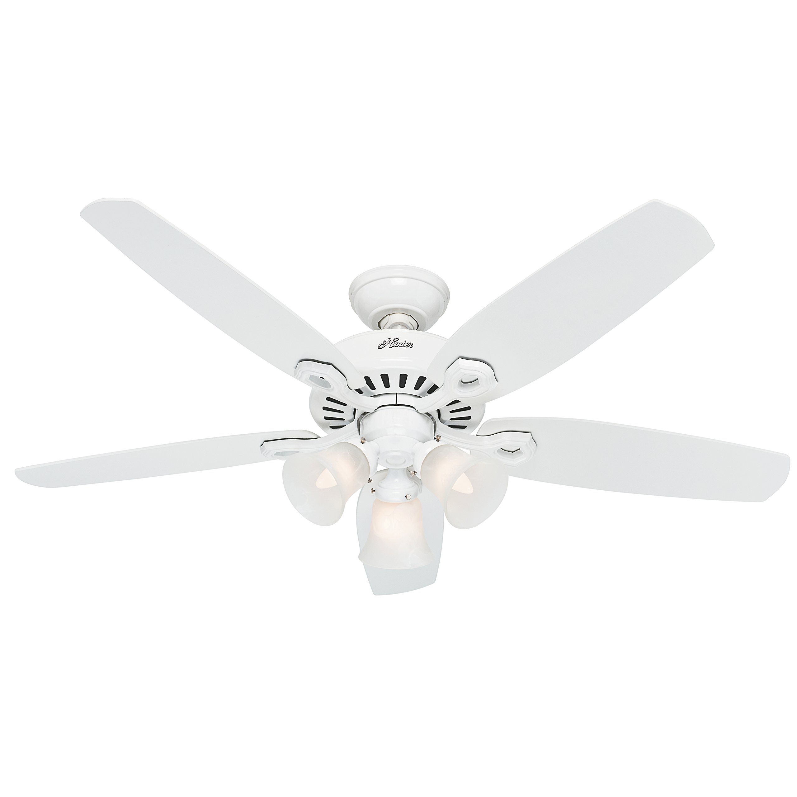 Hunter 52in Snow White Ceiling Fan - Three-Light Fitter with Swirled Marble Glass (Renewed)