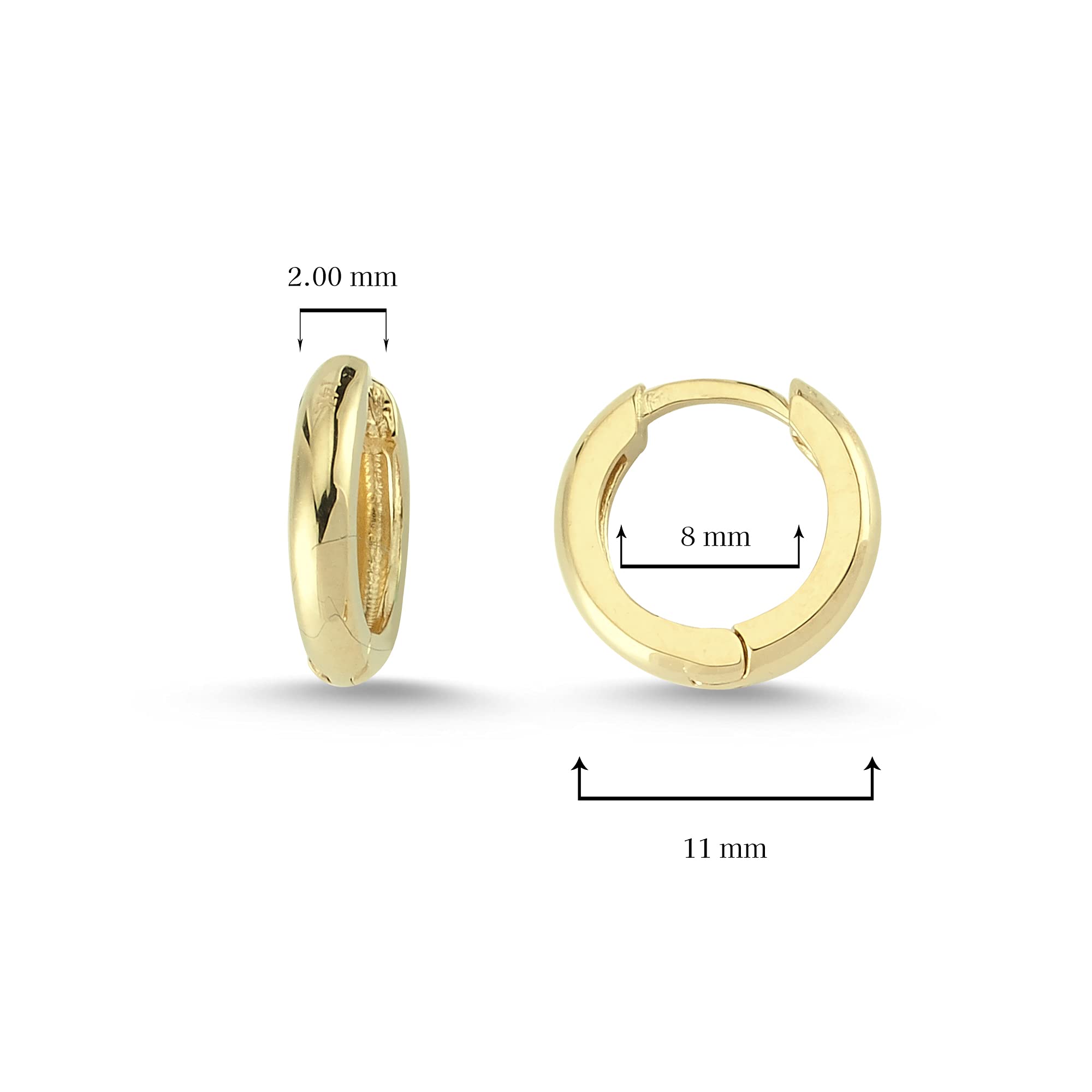 Jewelryist 14k Yellow Solid Gold Endless Huggie Hoop Sleeper Earrings for Women