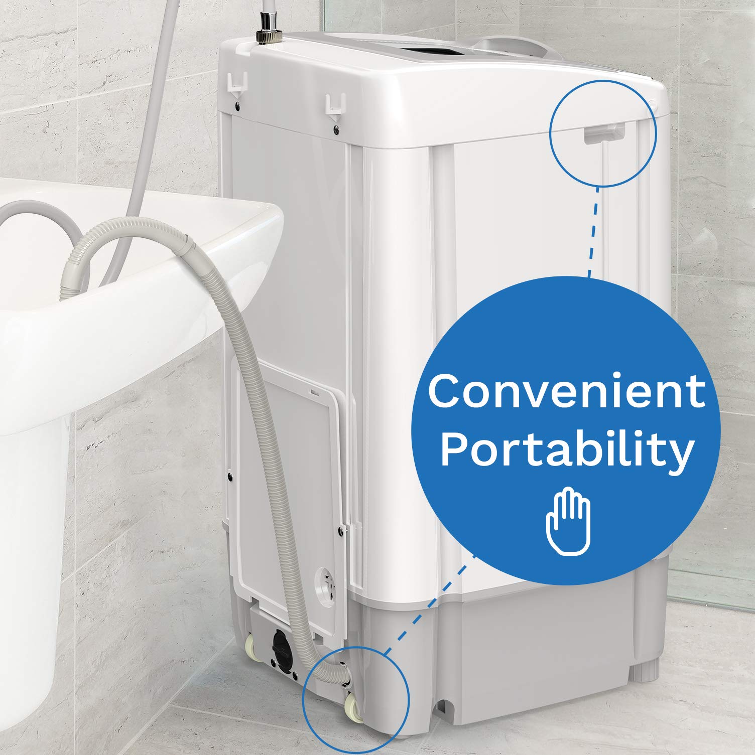 hOmeLabs Portable Washing Machine - 6 Pound Load Capacity, 0.9 Cubic Foot Interior, Top Loading, 5 Wash Cycles, and LED Display - Perfect for Apartments, RVs and Small Space Living