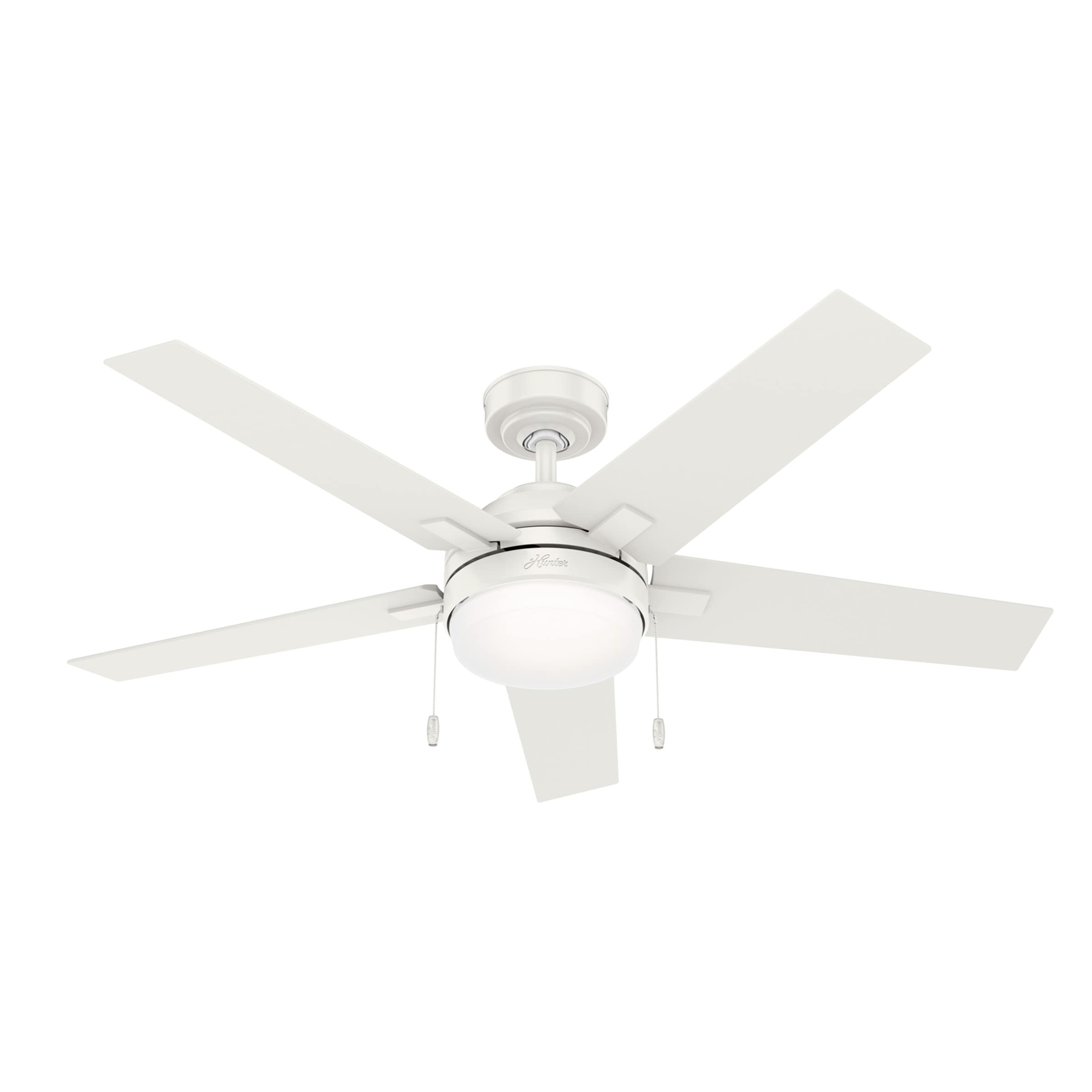 Hunter Bartlett Indoor Ceiling Fan with LED Light and Pull Chain Control, 52", Fresh White