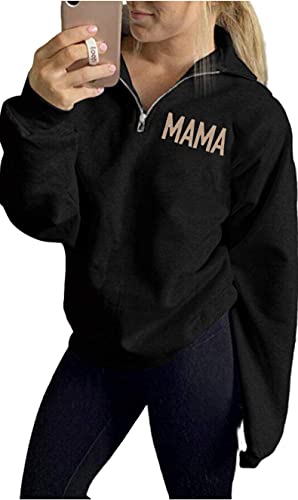 In My Mom Era Sweatshirts Women Funny Mama Sweatshirt Casual Letter Print Long Sleeve Pullovers Tops Z-black