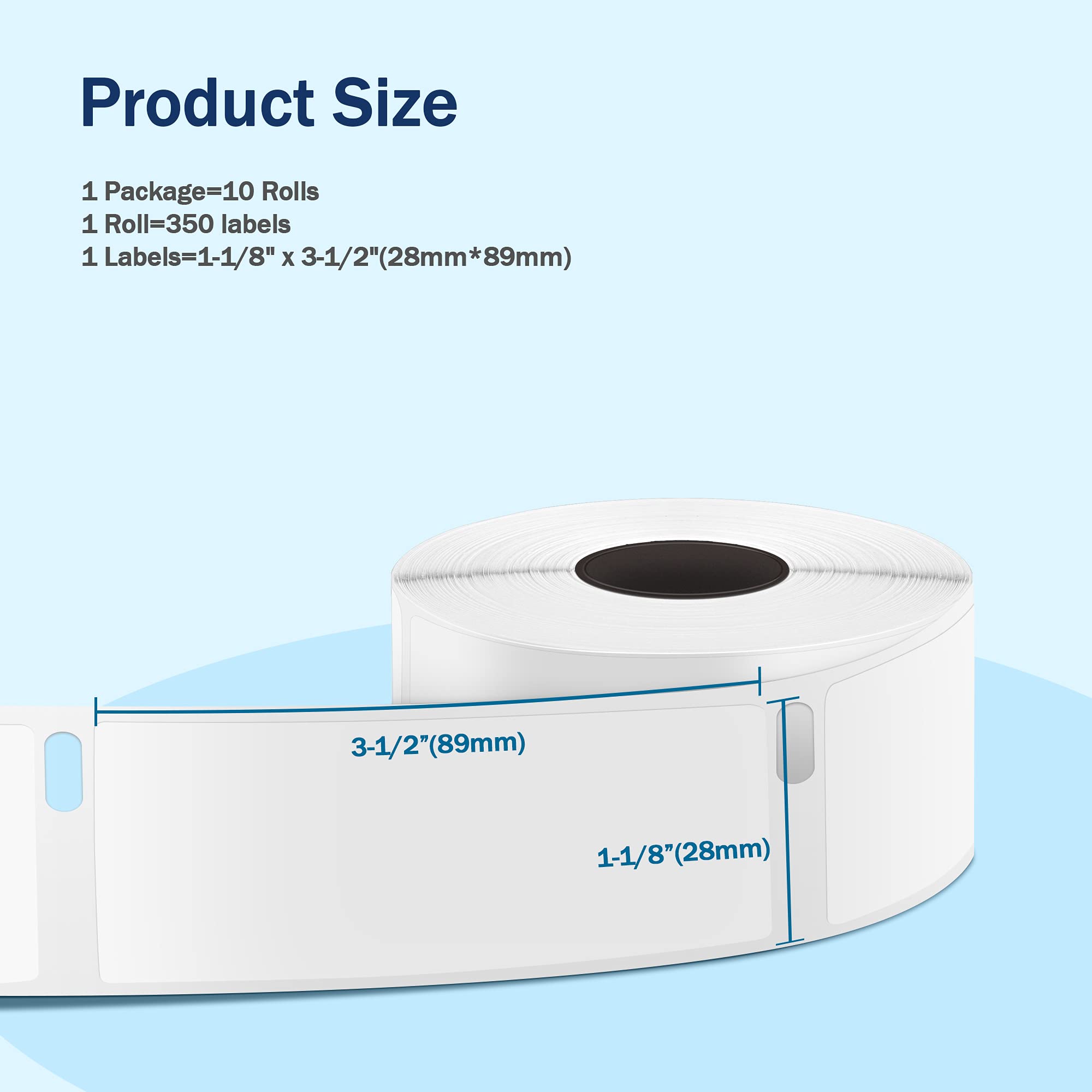 ISTAR Compatible Shipping Label for DYMO 30252(1-1/8" x 3-1/2") to use with LabelWriter 450, 4XL, 450 Twin Turbo Printers(10 Rolls, 350 Labels Per Roll), Strong Permanent Adhesive