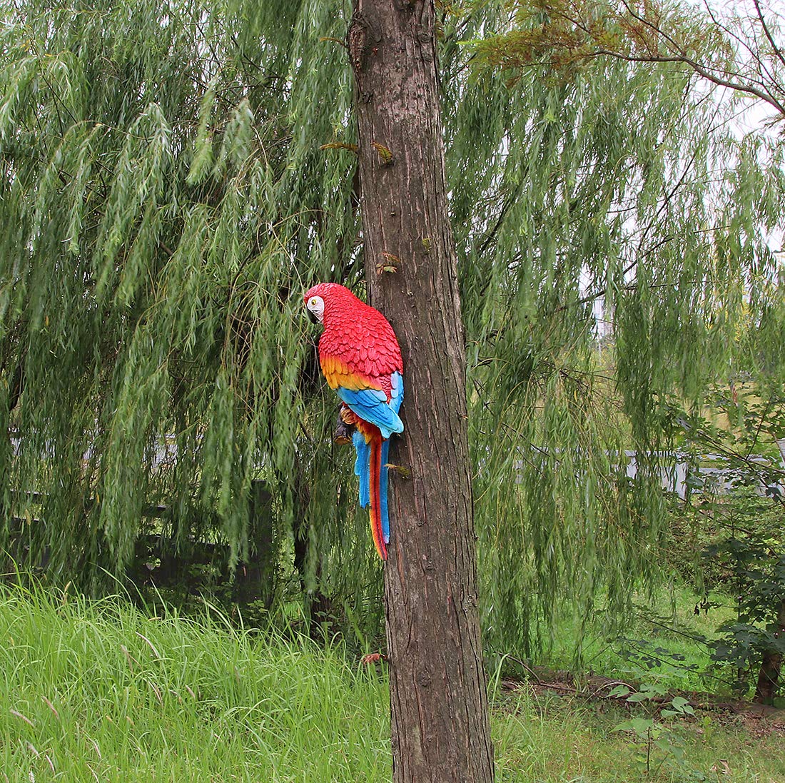 HOMERRY ropical Scarlet Macaws Wall Sculpture,Decorative Parrot Garden Statues and Figurines: