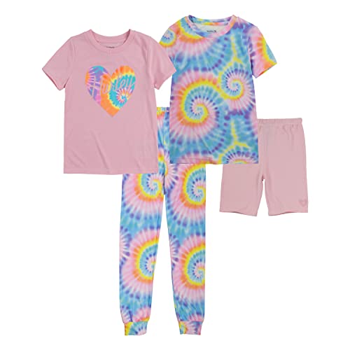 Hurley Girls' Pajama Set, Pink/Tie Dye, 10
