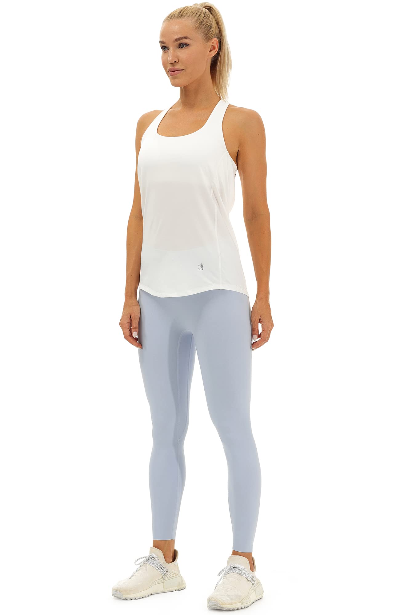 icyzone Yoga Tops Workouts Clothes Activewear Built in Bra Tank Tops for Women (Off White, XL)
