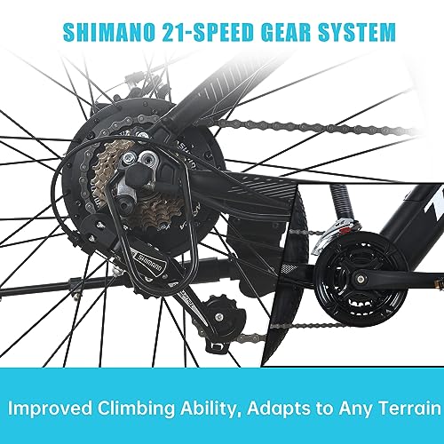 Totem Volcano Electric Bike for Adults 27.5β, 500W Powerful Motor, Ebike 48V 11.6Ah Removable Integrated Lithium Battery, Shimano 21-Speed, Mechanical Locking Suspension Fork-Blue